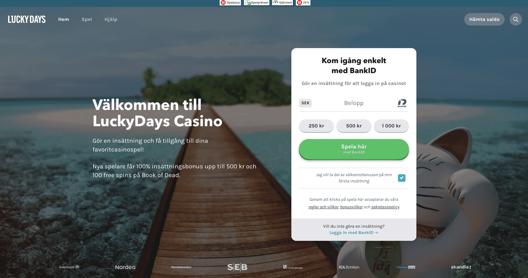Lucky Days Casino - 100 % upp till 500 kr + 100 Free Spins