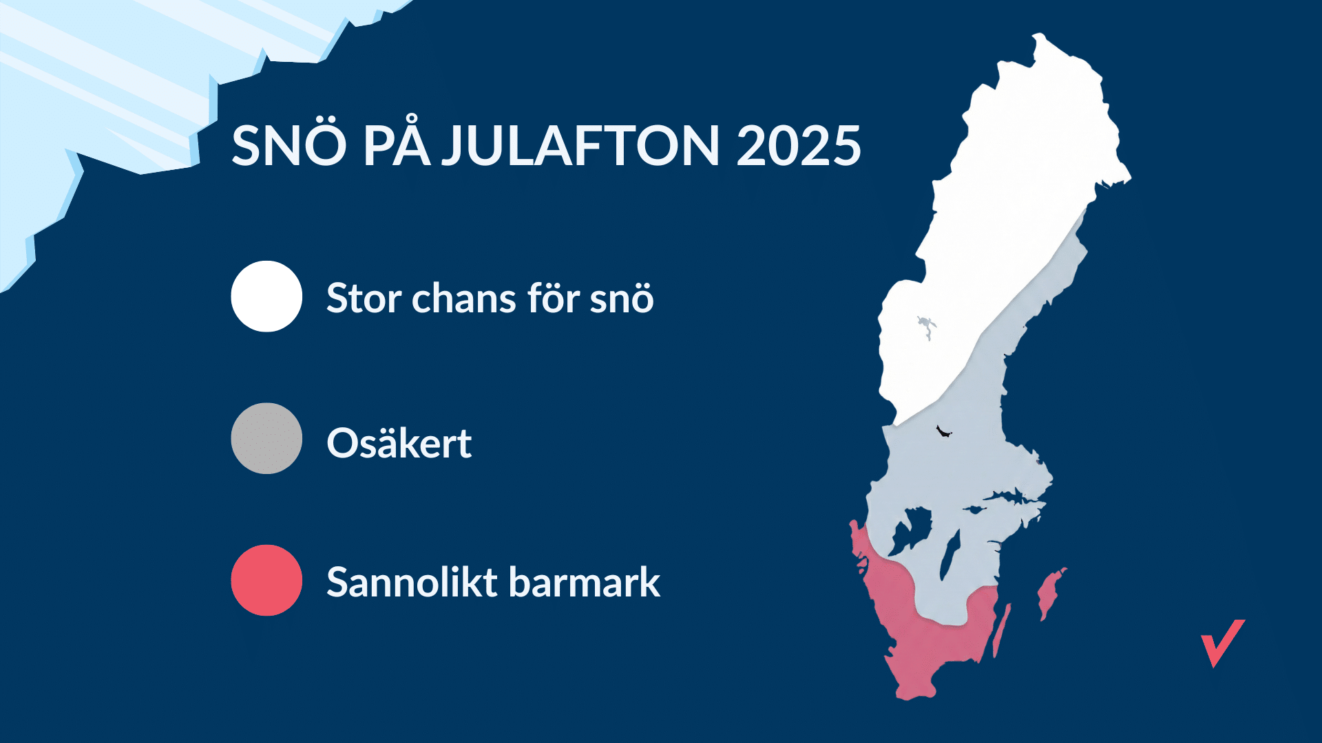 Här blir det snö på julafton 2025 enligt odds och statistik